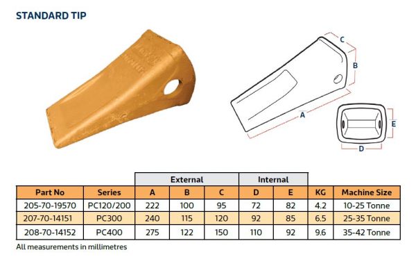 Tooth Komatsu PC120/PC200 Standard - West-Trak NZ