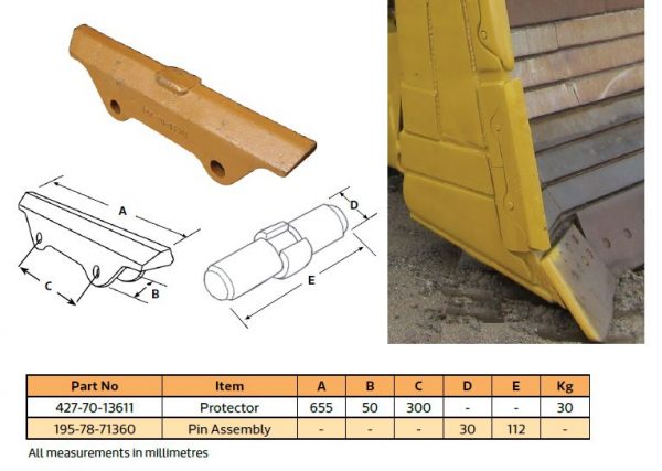 Side Protector Pin on Komatsu style - West-Trak NZ